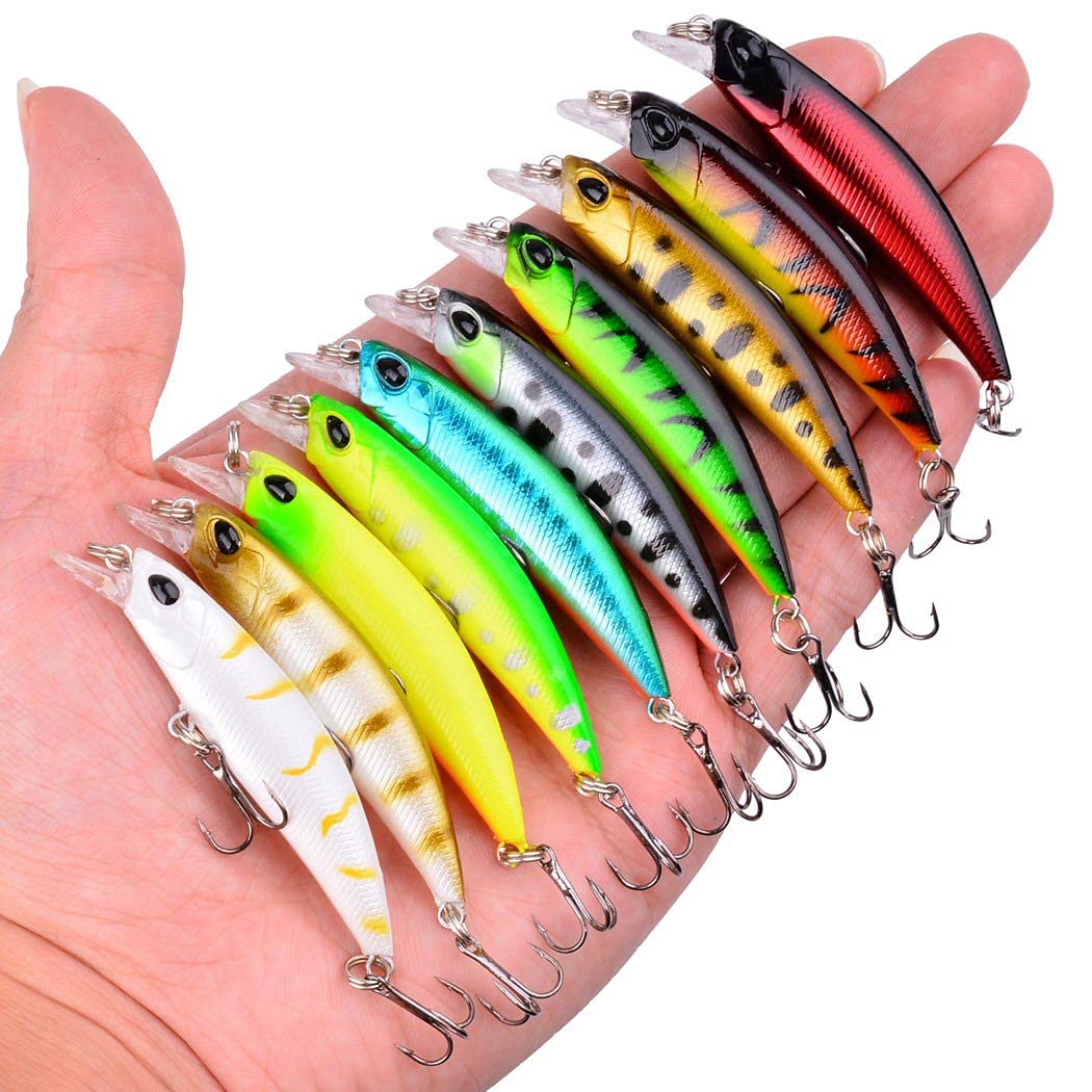 Aorace 84pcs Fishing Lures Set Metal Jigging Spoon Hard Baits Minnow Crankbait VIB Swimbait for Bass Pike Fit Saltwater and Freshwater