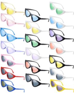 20 pack retro vintage narrow cat eye sunglasses for women colorful party sunglasses cat eye neon sunglasses plastic frame skinny sunglasses unisex triangle glasses women's sunglasses party favors