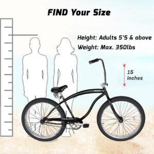 Tracer Avalon Beach Cruiser Bike for Adults, 26/29 Inch Wheels, 3.0/4.0 Fat Tire,1/7 Speed, Complete Cruiser Bike. (1 Speed Matte Black, 29''x3.0 Tire)