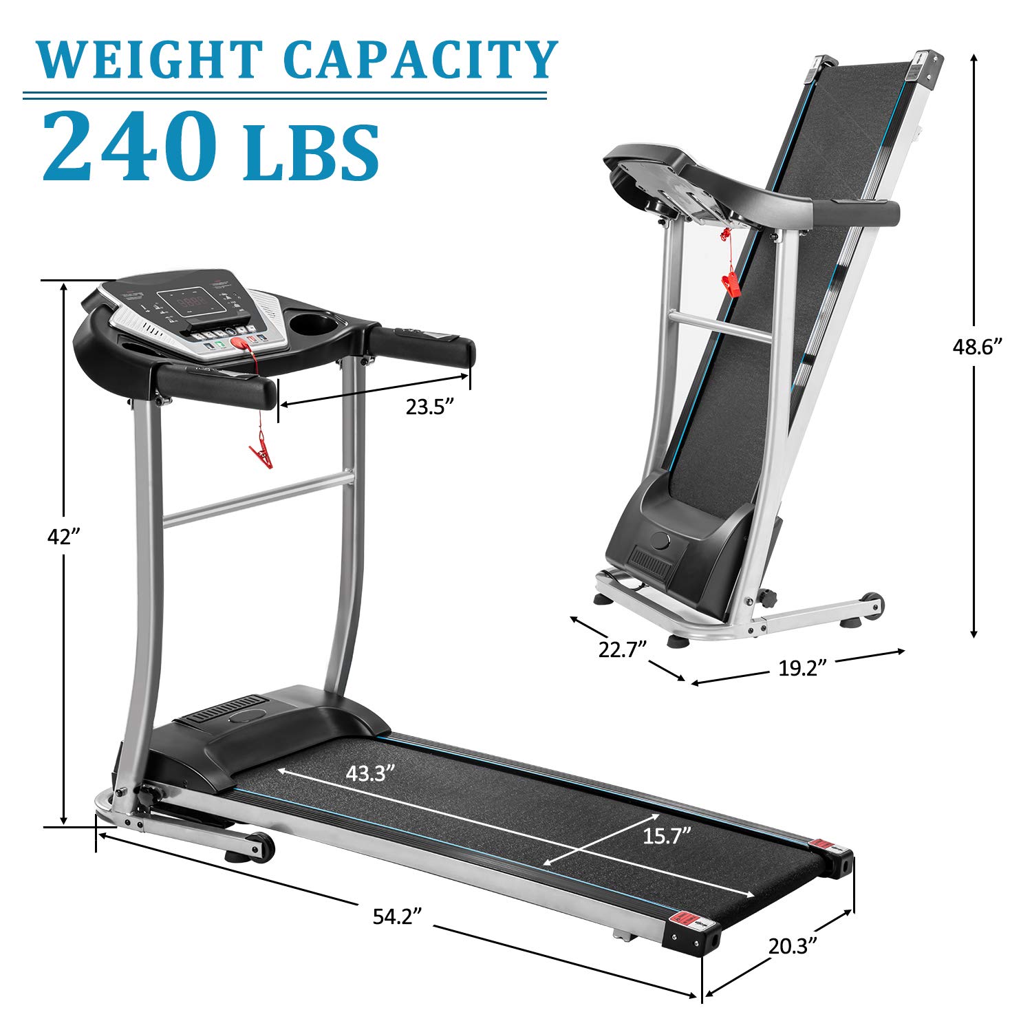 Electric Treadmill Motorized Running Machine 1.5 HP with Speaker AUX &USB Input 12 Programs