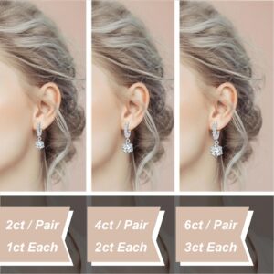 2-6CT Moissanite Hoop Earrings for Women, 6P D Color Ideal Cut 925 Sterling Silver Simulated Diamond Dangle Earrings with Certificate of Authenticity (4CT)