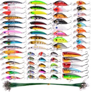 aorace 84pcs fishing lures set metal jigging spoon hard baits minnow crankbait vib swimbait for bass pike fit saltwater and freshwater