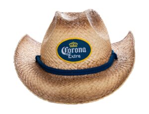 men's corona extra straw beach cowboy hat with curved brim tan