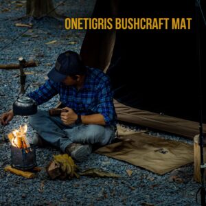 OneTigris Bushcraft Mat, Heavy Duty Tripod Chair Cloth, 500D Cordura Nylon Tent Door Mat, 50" x 26"