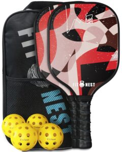 premium pickleball paddles – set of 2 lightweight, carbon fiber pickle ball raquette's and 4 balls included – premium carry bag – suitable for beginners or advanced players