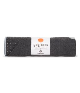 yogitoes yoga mat towel - lightweight, quick drying microfiber, non slip skidless technology, use in hot yoga, vinyasa and power, 71 inch (180cm), grey