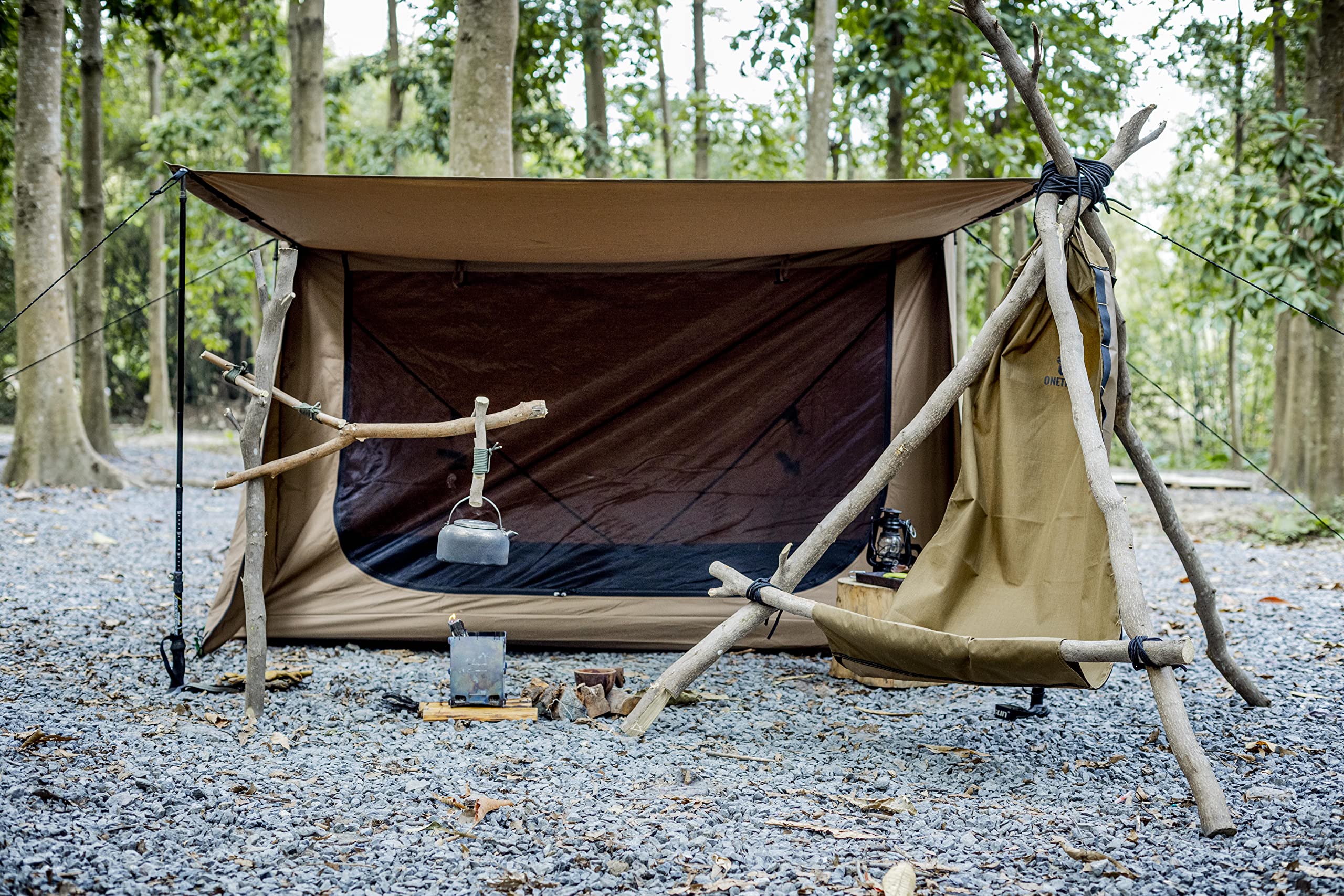 OneTigris Bushcraft Mat, Heavy Duty Tripod Chair Cloth, 500D Cordura Nylon Tent Door Mat, 50" x 26"