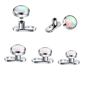 Piercingpops 8Pcs 14g Stainless Steel Cubic Zirconia/Opal Dermal Anchor Tops and Base Microdermals for Body Piercing (8PCS-4mmTop)