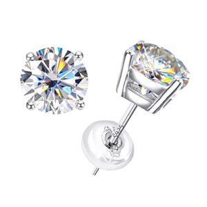 1ct moissanite stud earrings 925 sterling silver g h color brilliant round lab created diamond stud earrings with safety backs for women girls with certificate of authenticity