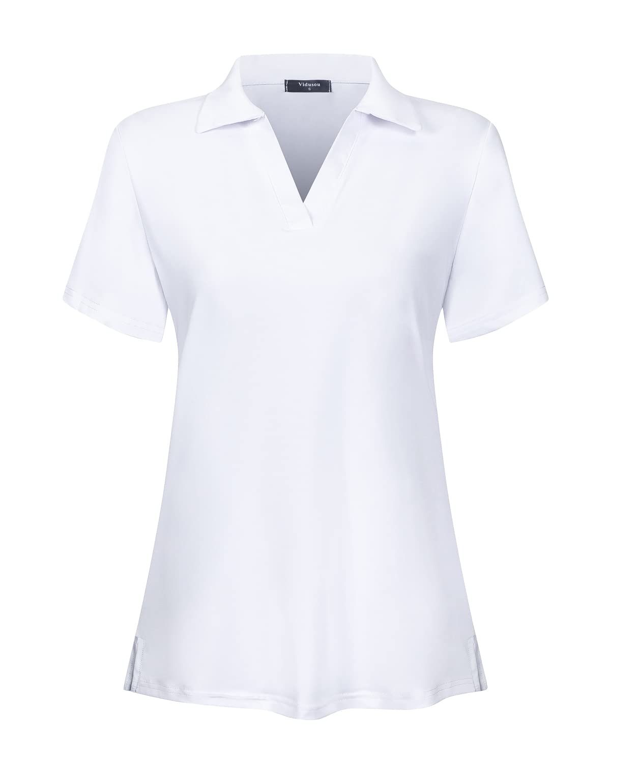 Vidusou Summer Tops for Women,Ladies Cap Sleeve Casual Polo V Neck Plus Size Oversize Clothes Golf Apparel White XXL