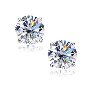 1CT Moissanite Stud Earrings 925 Sterling Silver G H Color Brilliant Round Lab Created Diamond Stud Earrings with Safety Backs for Women Girls with Certificate of Authenticity