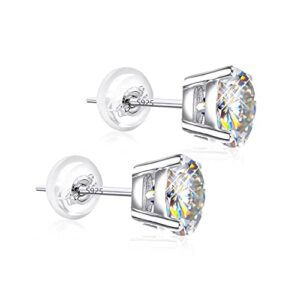 1CT Moissanite Stud Earrings 925 Sterling Silver G H Color Brilliant Round Lab Created Diamond Stud Earrings with Safety Backs for Women Girls with Certificate of Authenticity