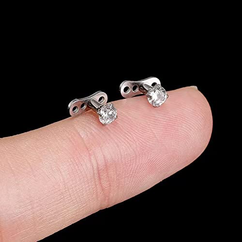 Piercingpops 8Pcs 14g Stainless Steel Cubic Zirconia/Opal Dermal Anchor Tops and Base Microdermals for Body Piercing (8PCS-4mmTop)