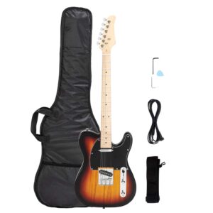 39 inch electric guitar,maple fingerboard electric guitar ss pickup case & accessories pack beginner starter package beginner kit for starter (sunset color)