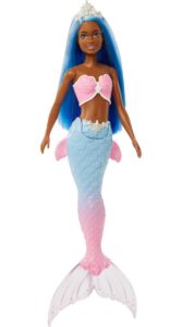 barbie dreamtopia mermaid doll with blue hair, pink & blue ombre tail & headband accessory