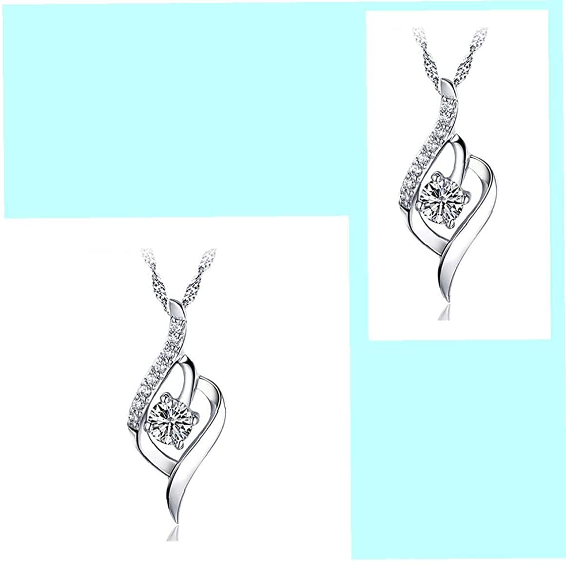 U-M Ladies Necklace Silver Diamond Women Necklace 925 Sterling Silver Statement Crystal Pendant C for Women Fashion Jewelry Accessories Useful