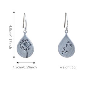 GBAHFY Boho Silver Dandelion Drop Earrings for Women Teen Girls Water Drop Silver Flower Mountain Tree Dangle Earrings Jewelry Gifts for Mom Lover (Silver)