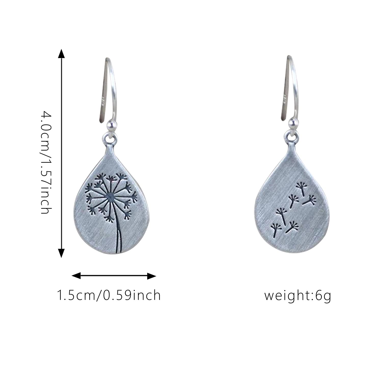 GBAHFY Boho Silver Dandelion Drop Earrings for Women Teen Girls Water Drop Silver Flower Mountain Tree Dangle Earrings Jewelry Gifts for Mom Lover (Silver)