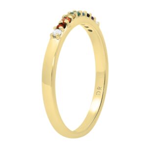 Dazzlingrock Collection Round 8 Multi Gem Stone Wedding Band for Her | 18K Yellow Gold, Size 5.5