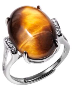 jewever 925 sterling silver rings for women men genuine tiger eye stone anxiety ring open adjustable unisex jewelry (7-10#)