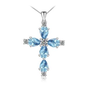 fululay cross necklace for women,sterling silver jesus christian religious march birthstone jewelry