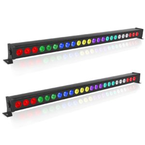 stage light bar, 2pcs 72w 24leds rgb dj lights bar, 3 in 1 wash light bar, wall washer light with dmx control autoplay sound activated for christmas wedding dance(40 inches)