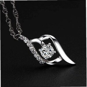 U-M Ladies Necklace Silver Diamond Women Necklace 925 Sterling Silver Statement Crystal Pendant C for Women Fashion Jewelry Accessories Useful