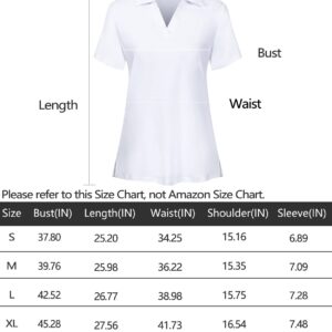 Vidusou Summer Tops for Women,Ladies Cap Sleeve Casual Polo V Neck Plus Size Oversize Clothes Golf Apparel White XXL