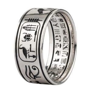 vintage 925 sterling silver egyptian hieroglyphics ring jewelry with horus anubis for men women,size 9