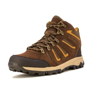 nautica men’s hiking boots durable trekking trail - waterproof slip resistant traction grip boots for indoors & outdoors, adventures, traveling, backpacking-visto-brown-11