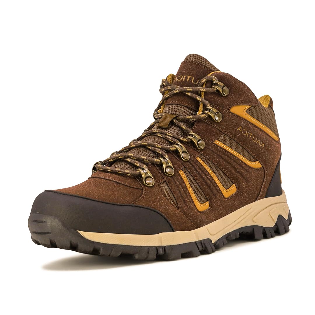 NAUTICA Men’s Hiking Boots Durable Trekking Trail - Waterproof Slip Resistant Traction Grip Boots for Indoors & Outdoors, Adventures, Traveling, Backpacking-Visto-Brown-11