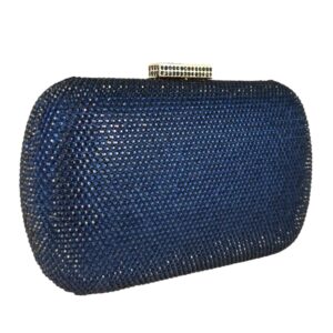 Boutique De FGG Bling Evening Bags and Clutches for Women Formal Party Crystal Clutch Bag Wedding Rhinestone Handbags, Mini,Navy Blue