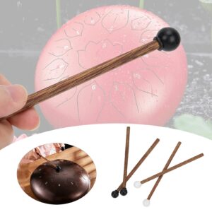 4Pcs Steel Tongue Drum Stick Mallets Rods Rubber Tongue Drum Mallet with Wood Handle Rubber Percussion Mallets Xylophone Mallet Drumstick Percussion Instrument Parts, 6.5 Inch