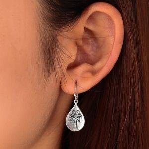 GBAHFY Boho Silver Dandelion Drop Earrings for Women Teen Girls Water Drop Silver Flower Mountain Tree Dangle Earrings Jewelry Gifts for Mom Lover (Silver)