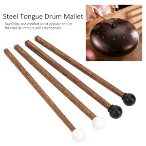 4Pcs Steel Tongue Drum Stick Mallets Rods Rubber Tongue Drum Mallet with Wood Handle Rubber Percussion Mallets Xylophone Mallet Drumstick Percussion Instrument Parts, 6.5 Inch