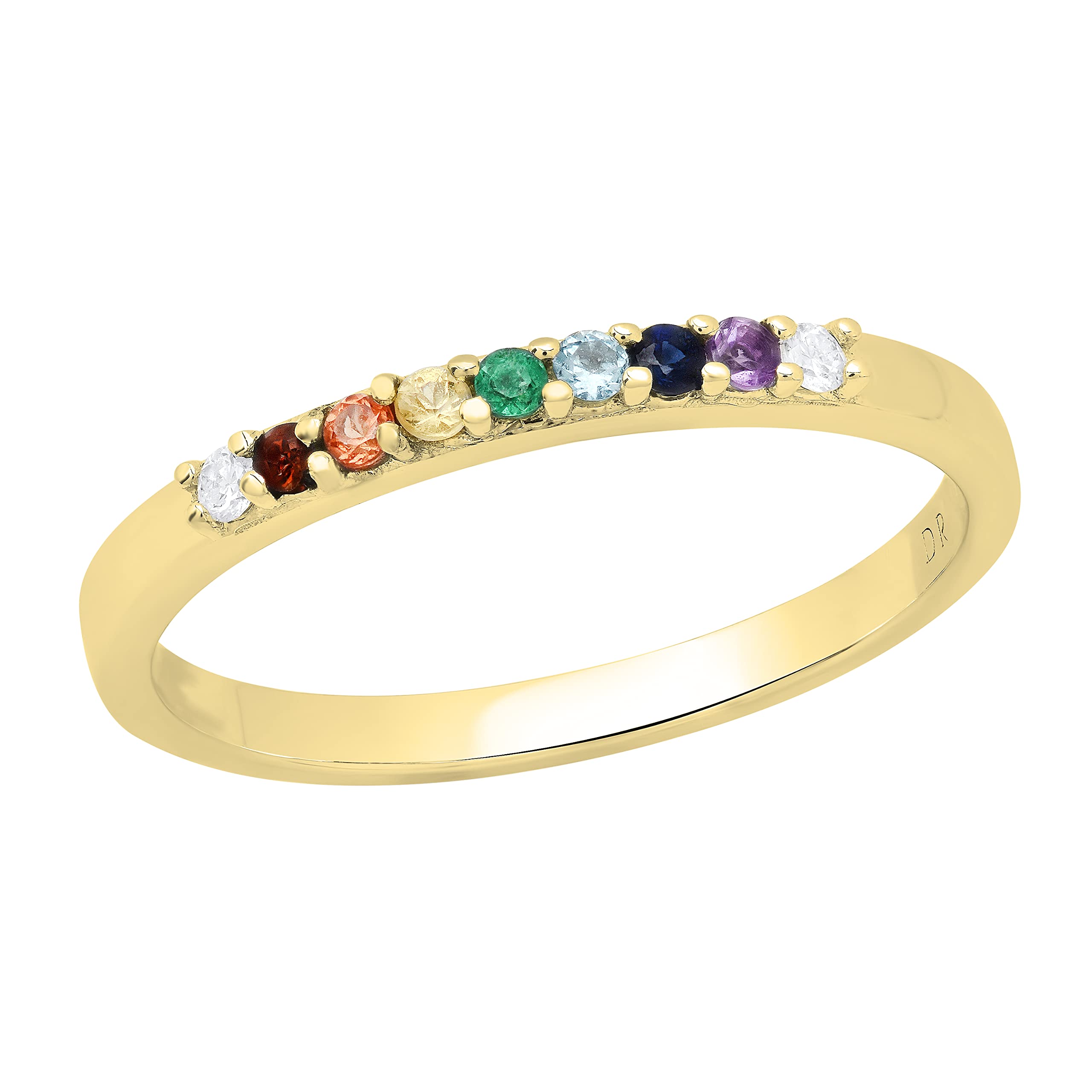 Dazzlingrock Collection Round 8 Multi Gem Stone Wedding Band for Her | 18K Yellow Gold, Size 5.5