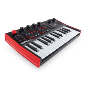 akai professional mpk mini play mk3 - midi keyboard controller with built in speaker and sounds plus dynamic keybed, mpc pads and software suite