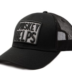 MASHBILL Trucker Hat - Whiskey Helps Embroidered Patch, Snap Closure, Adjustable Mesh Back, One Size Fits Most, for Bourbon & Whiskey Lovers, Men's Mesh Cap