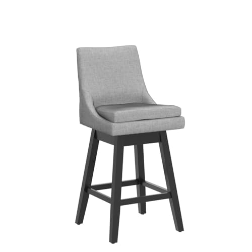 HOMCOM Bar Height Bar Stools Set of 2, Armless Upholstered Swivel Barstools Chairs with Soft Padding Cushion and Wood Legs, Light Gray