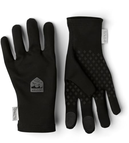 Hestra Infinium Stretch 5-Finger Glove Liner I Machine Washable, Touch Screen Compatible Liner for Added Warmth - Black - 8