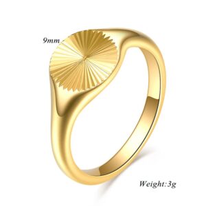 MYNENEY Gold plating high polished Stainless Steel stackable Wedding rings for women ins jewelry gift (Gold, 12)