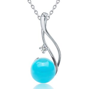 chaulri sleeping beauty turquoise pendant necklace 910mm round 18k gold plated 925 sterling silver – december birthstone birthday gift something blue wedding gift anniversary jewelry gifts for women