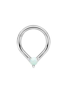 fansing white opal septum rings for women 16 gauge septum clicker surgical steel septum piercing rings 16g septum jewelry 8mm teardrop septum hoop