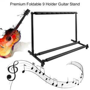 Vousile Guitar Stand Storage, Bass Display Rack, 9 Multi Guitar Holder for Electric Acoustic Guitar, Foldable Floor Stands with Aluminum (9 Space)