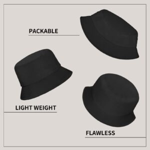 Rosoz 2 Pack Bucket Hat for Women Men Summer Travel Beach Sun Hat Outdoor Cap Unisex Bucket Hats Black/White