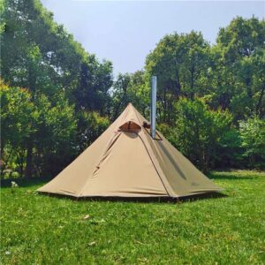 vilemoon tipi hot tent with fire retardant stove jack for flue pipes, 3~4 person, lightweight, teepee tents for family team outdoor backpacking camping hiking (brown)