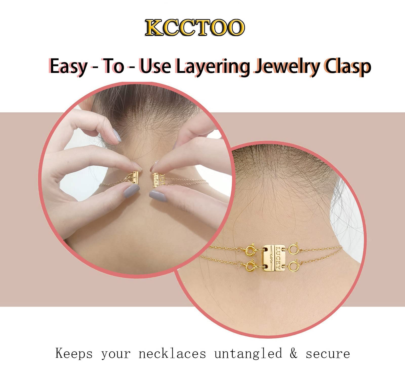 kcctoo Necklace Layering Clasp Womens Jewelry Separators 18K Gold and Silver Magnetic Multiple Necklace Clasp for Women Layered Look