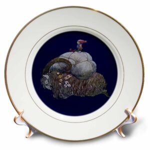 3drose 8 inch porcelain plate - scandinavian julbocken yule goat after john bauer vector art - julbocken yule goat