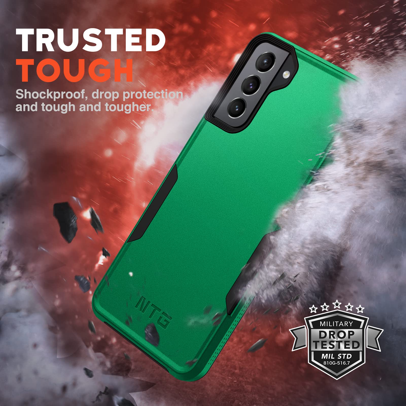 NTG [1st Generation Designed for Samsung S21 Case (Not for S21 Plus&S21 Ultra), Heavy-Duty Tough Rugged Lightweight Slim Shockproof Protective Case for Samsung Galaxy S21 6.2 Inch, Forest Green