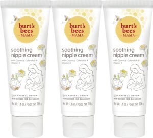 burts bees mama soothing nipple cream with coconut, calendula and vitamin e, 100% natural origin, 1.4 ounces